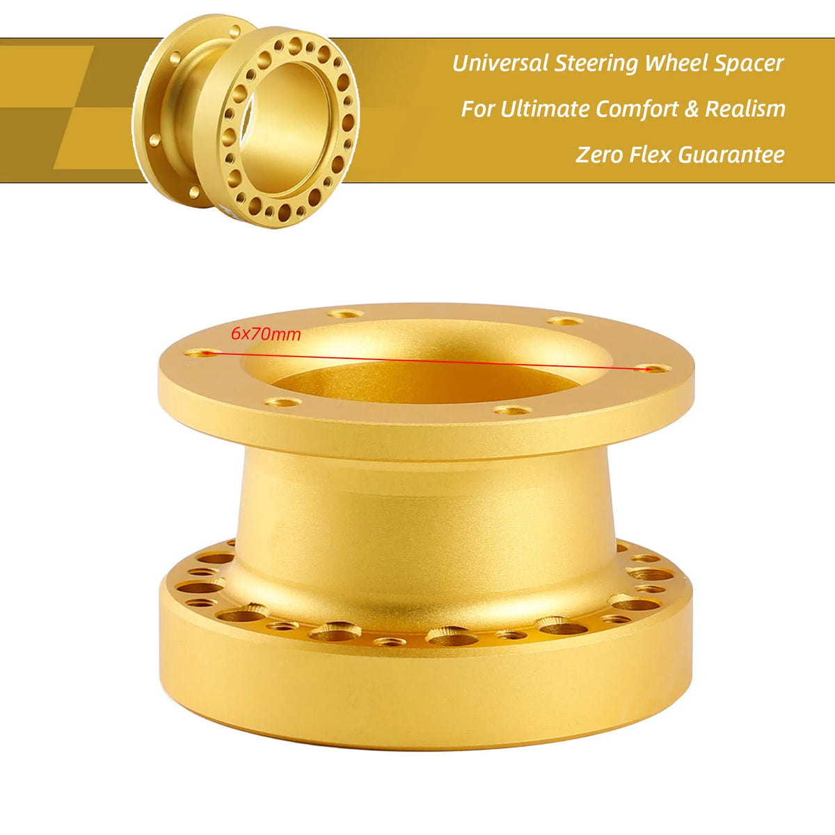 Gold CNC Steering Wheel Spacer 51/76/101mm, Anodized 6061-T6 Aluminum ...